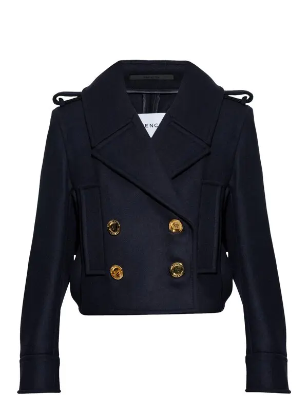 Givenchy Wool Jacket With Epaulettes - Navy Blue