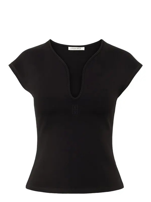BY MALENE BIRGER Fitted Top With Monogram - Black