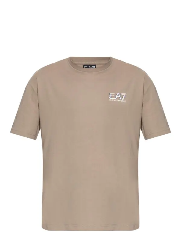 EA7 T-shirt With Printed Logo - Beige