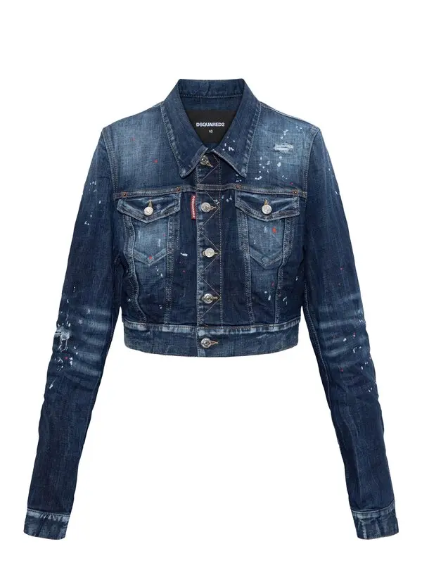 Dsquared2 Fitted Denim Trucker Jacket - Navy Blue