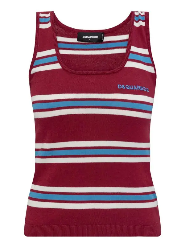 Dsquared2 Strappy Striped Top - Burgundy