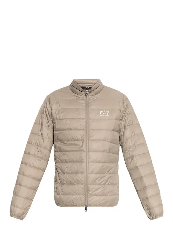 Emporio Armani Down Jacket With Stand-up Collar - Beige