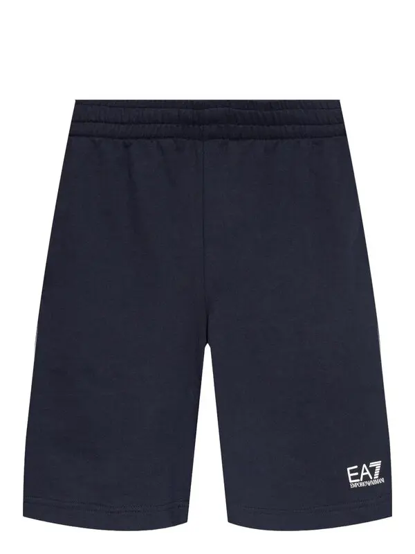 Emporio Armani Shorts With Printed Logo - Navy Blue