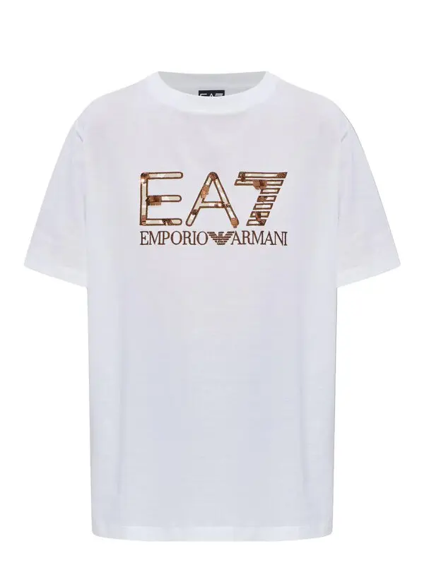 EA7 T-shirt With Sequins - White