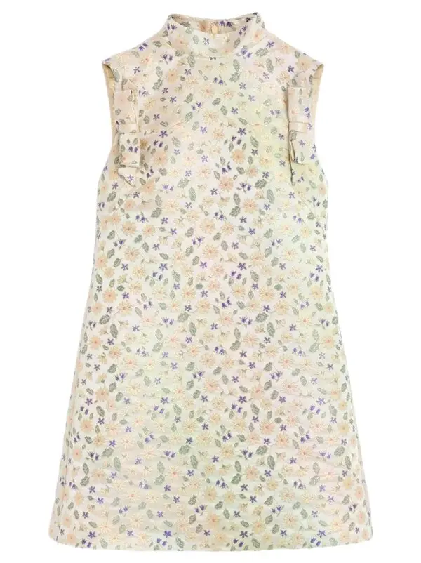 Valentino Garavani Floral-jacquard Mini Dress - Neutrals