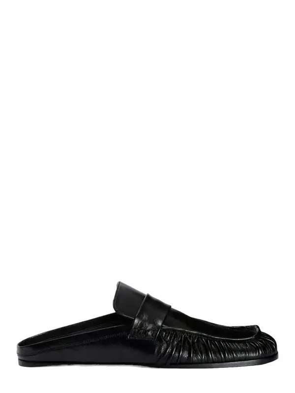 JIL SANDER Wrinkled-detail Leather Mules - Black
