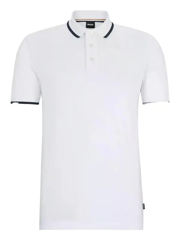 Hugo Parlay Trimmed Polo Shirt - White