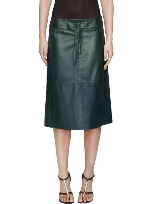 Christopher Esber Panelled Leather Midi Skirt - Green