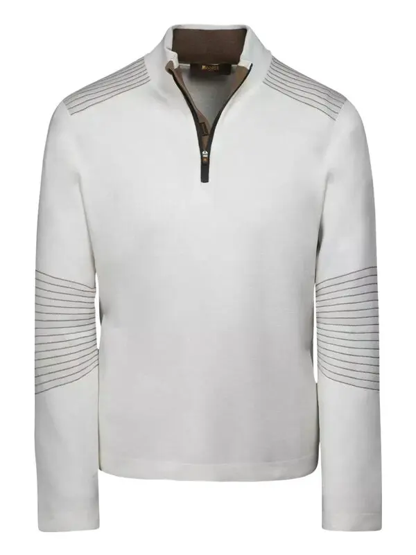 MOORER Sciores Half-zip Sweater - White