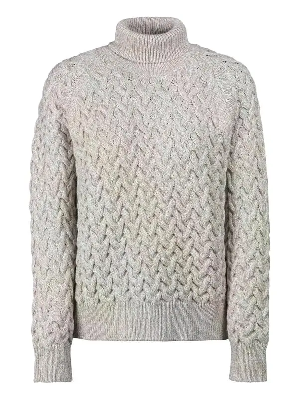 MOORER Fiames Cable-knit Roll-neck Sweater - Neutrals