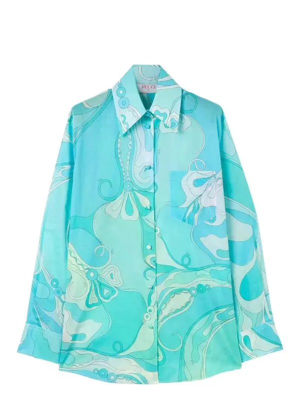Emilio Pucci Orchidee-print Cotton Shirt - Blue