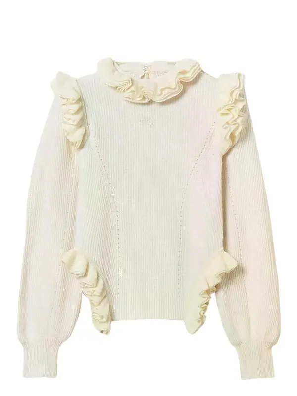 TWINSET Ruffled-trim Jumper - Neutrals