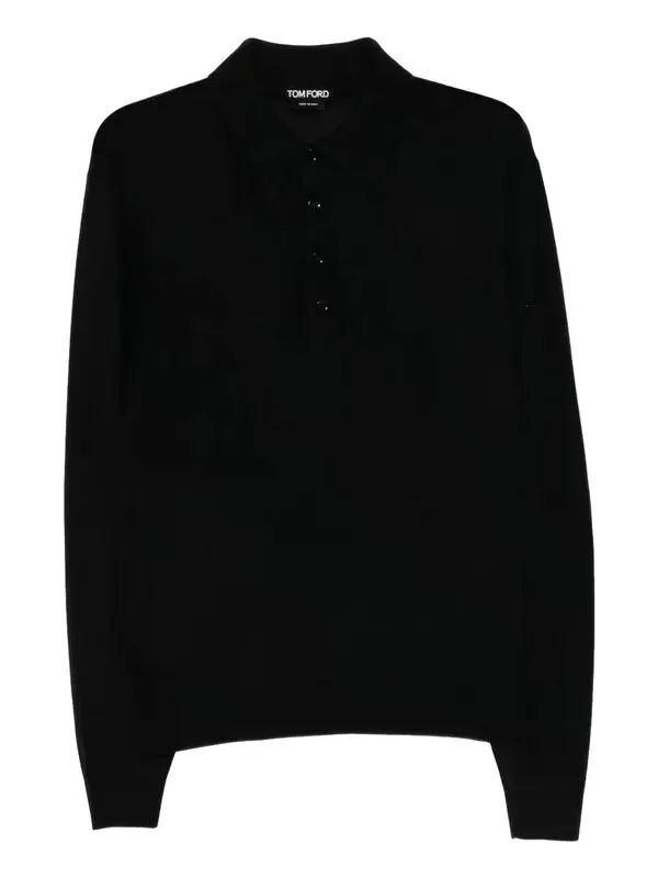 TOM FORD Wool Polo Shirt - Black