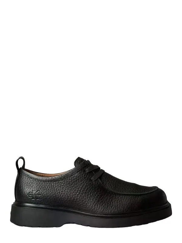 Calvin Klein Pebbled-leather Lug-sole Derby Shoes - Black