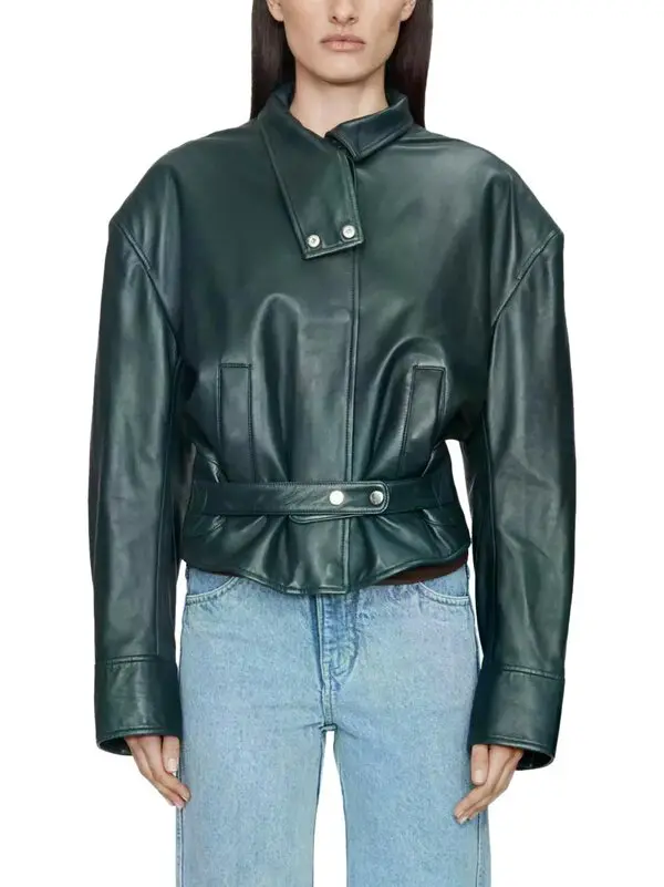 Christopher Esber Belted Leather Jacket - Green