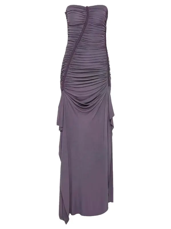 Christopher Esber Shibari Ruche Strapless Maxi Dress - Purple