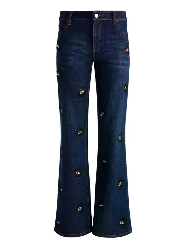 Alice + Olivia Roxie Eyes-embellished Jeans - Blue