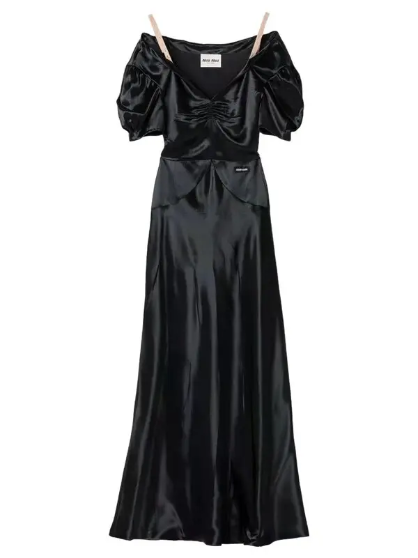 Miu Miu Satin-effect Maxi Dress - Black