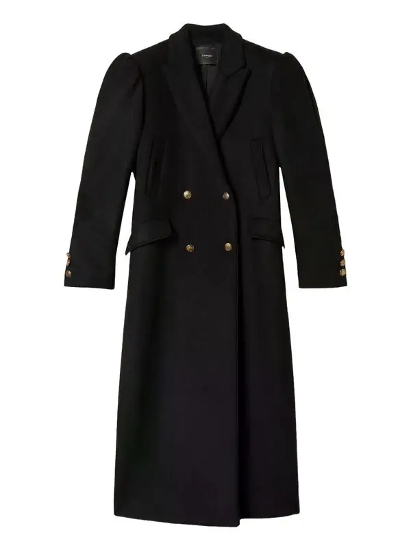 TWINSET Puff-sleeve Double-breasted Coat - Black