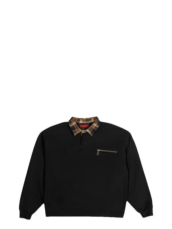 PLEASURES Town Polo Shirt Crewneck Sweatshirt - Black