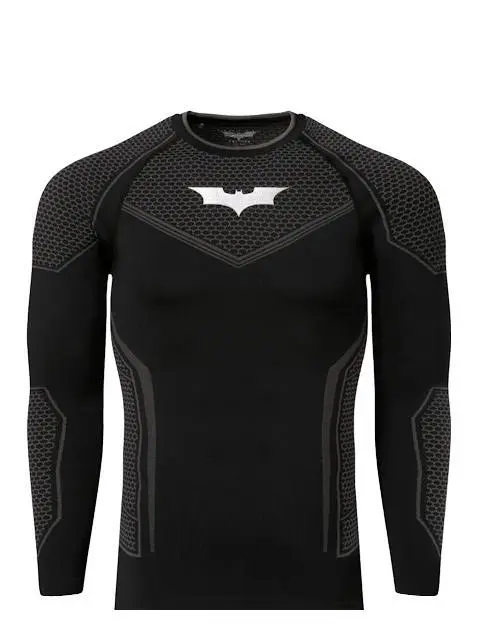 YOUNGLA X Batman Compression Long Sleeve Tee Shirt - Black