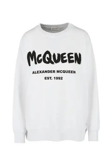 Alexander McQueen Printed Logo Sweatshirt - White Black