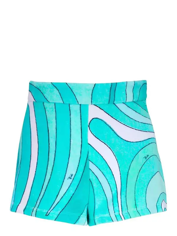 Emilio Pucci Marmo Print Cotton Shorts - Blue