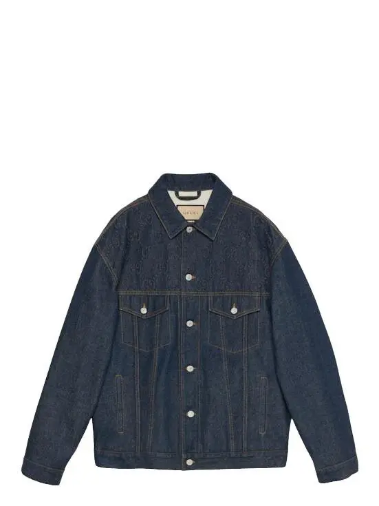 Gucci Gg Embossed Denim Jacket - Blue