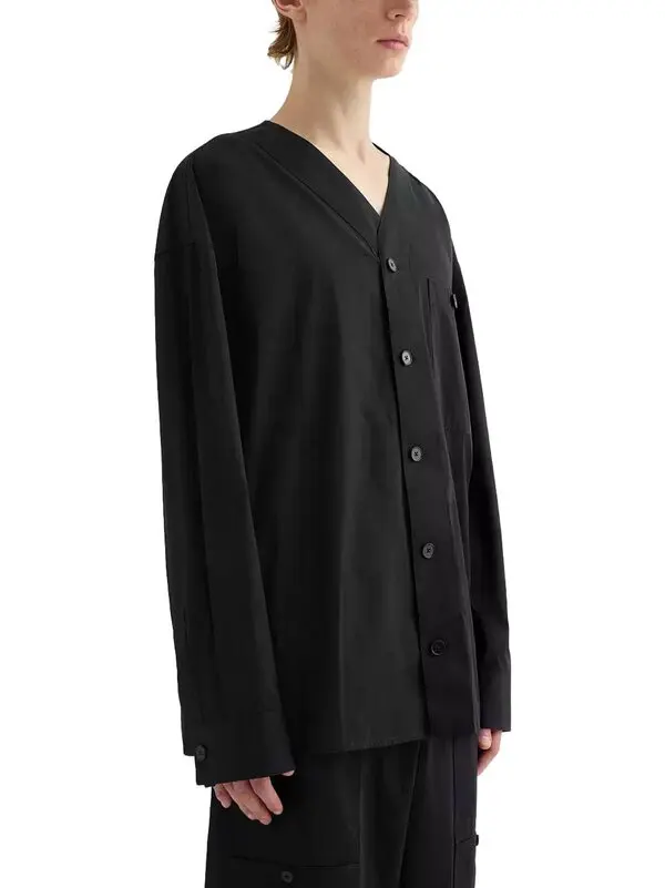 JIL SANDER Patch Pocket V-neck Shirt - Black