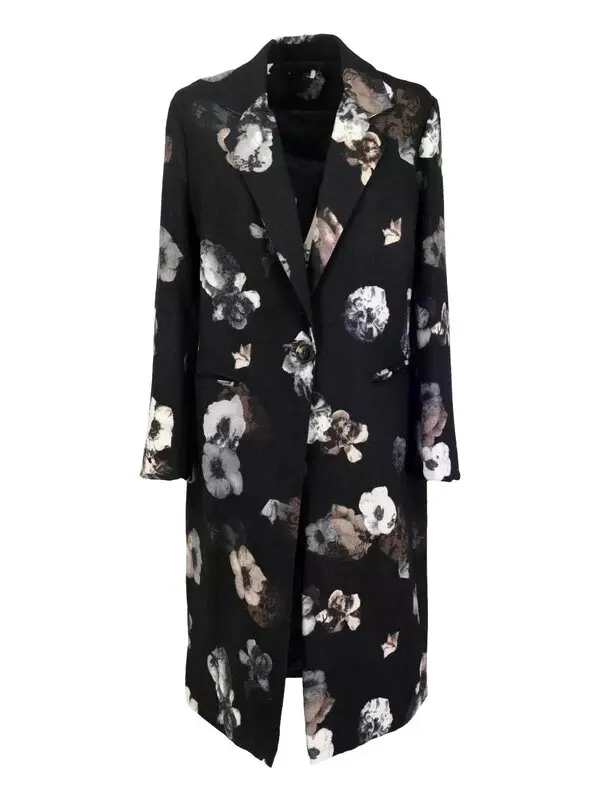 Vintage Floral-print Coat - Black