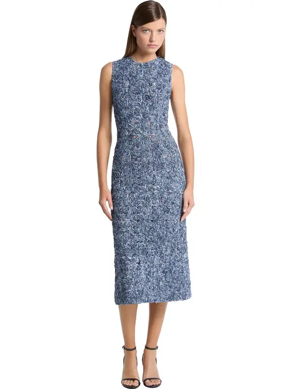 Michael Kors Tie-dye Floral Soutache Lace Sheath Midi Dress - Grey