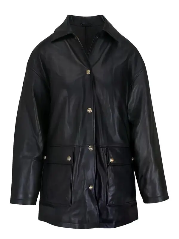 NILI LOTAN Cordel Flap-pocket Leather Jacket - Black