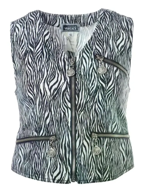 Versace 1980-1990s Zebra Print Vest - White