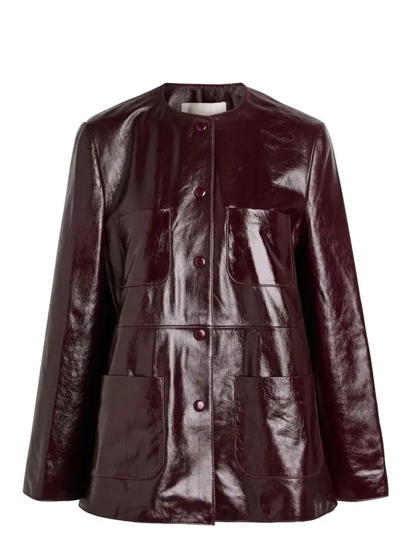 LIBEROWE Moreen Patent Leather Jacket - Burgundy