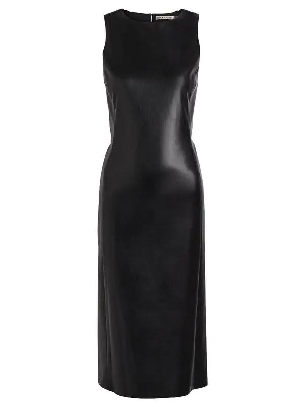 Alice + Olivia Wynell Faux Leather Midi Dress With Bow Appliqu - Black