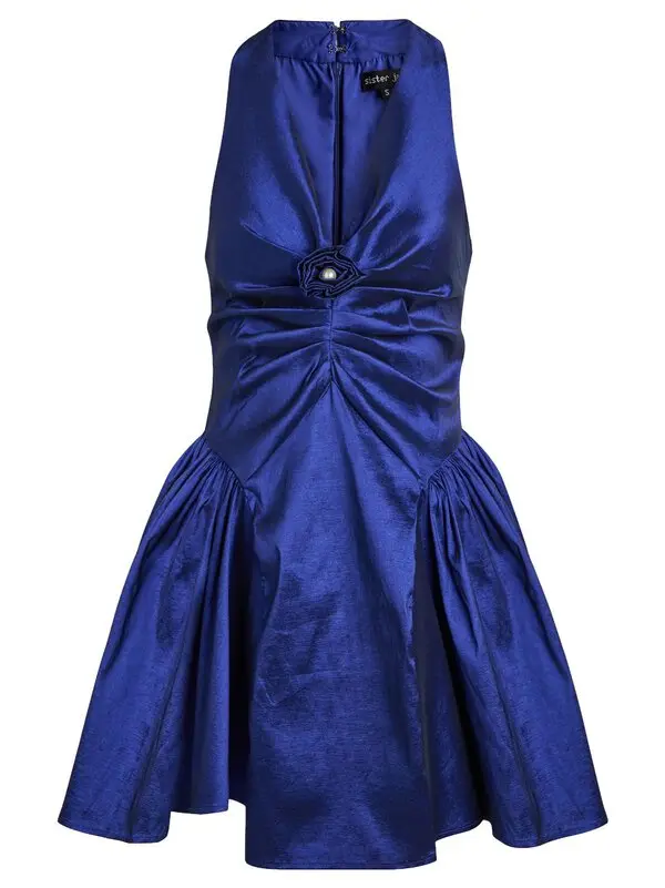 SISTER JANE Marylin Ruched Taffeta Mini Dress - Blue