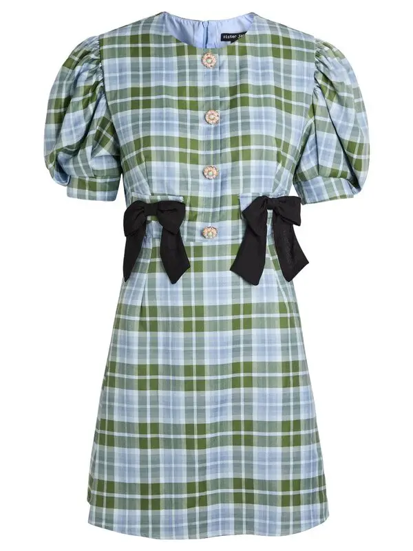 SISTER JANE Checked Woven Mini Dress - Green