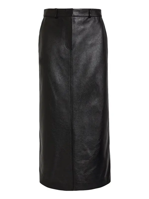 TOTEME Grained Leather Midi Skirt - Black