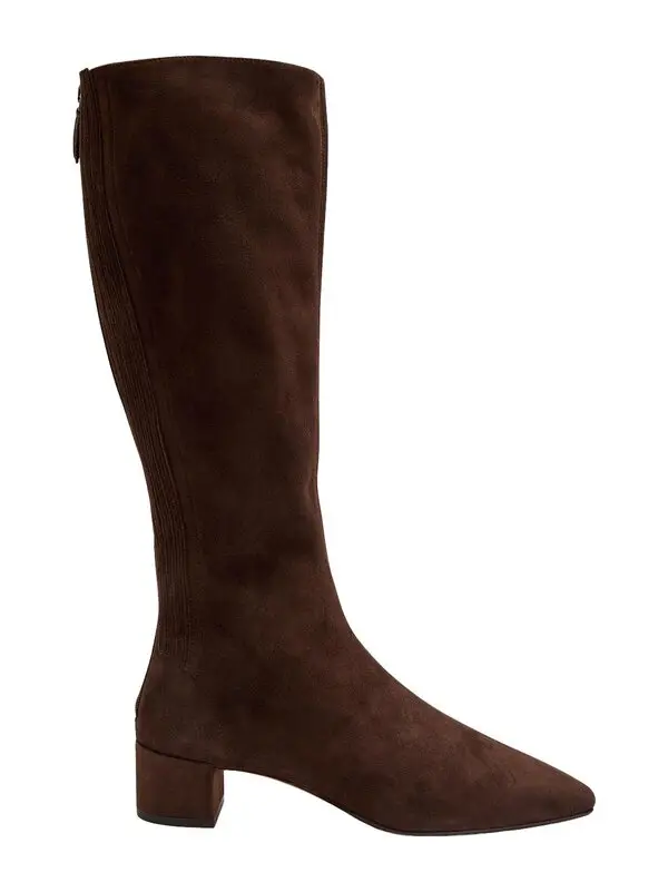 AQUAZZURA Saint Honore 35 Suede Knee-high Boots - Dark Brown