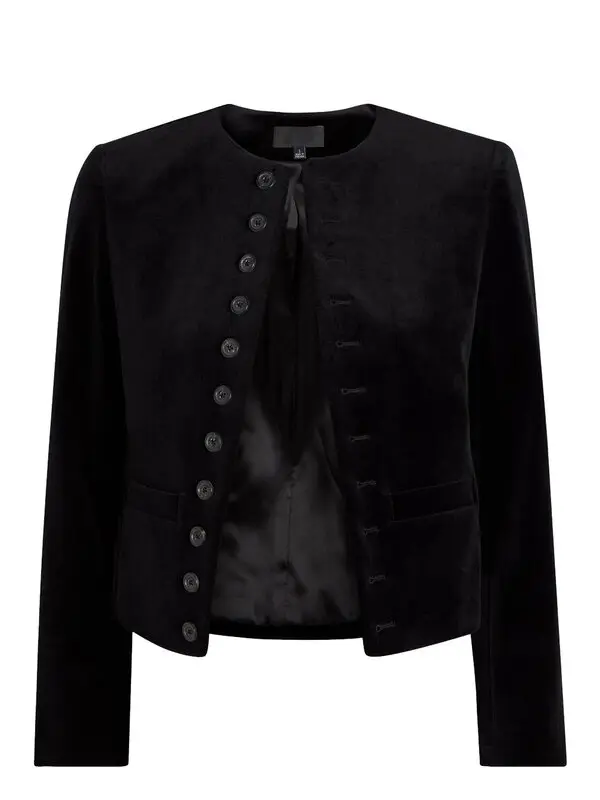 NILI LOTAN Patti Cropped Velvet Jacket - Black