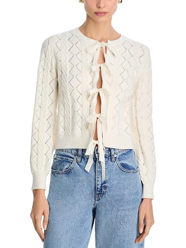 WAYF Pixie Tie-front Cardigan - Cream