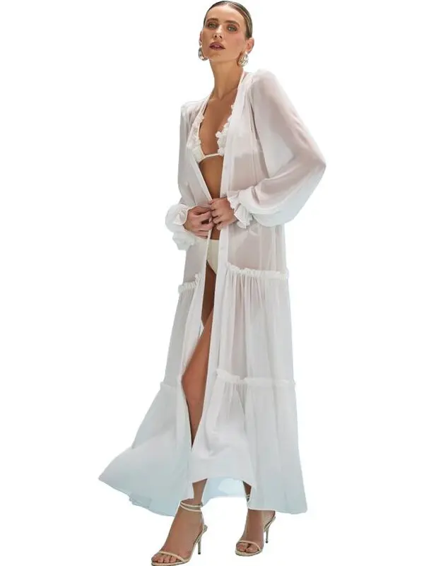 PatBO Sunstone Long Robe - White