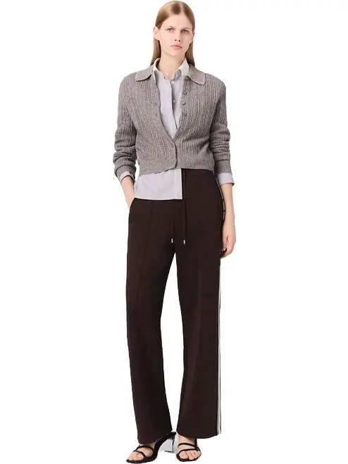 Maje Straight Striped Trousers - Brown