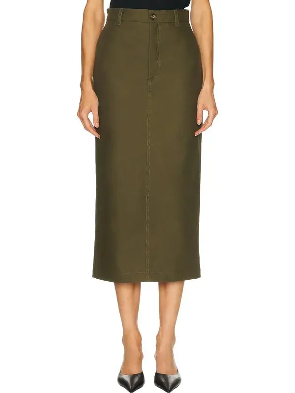 Wardrobe.NYC Drill Midi Skirt - Military