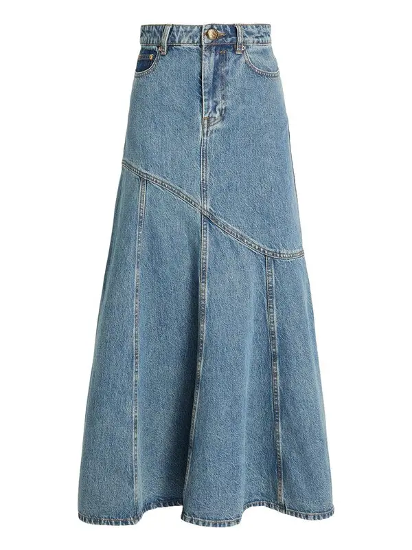 Zimmermann Denim Midi Skirt - Mid Denim