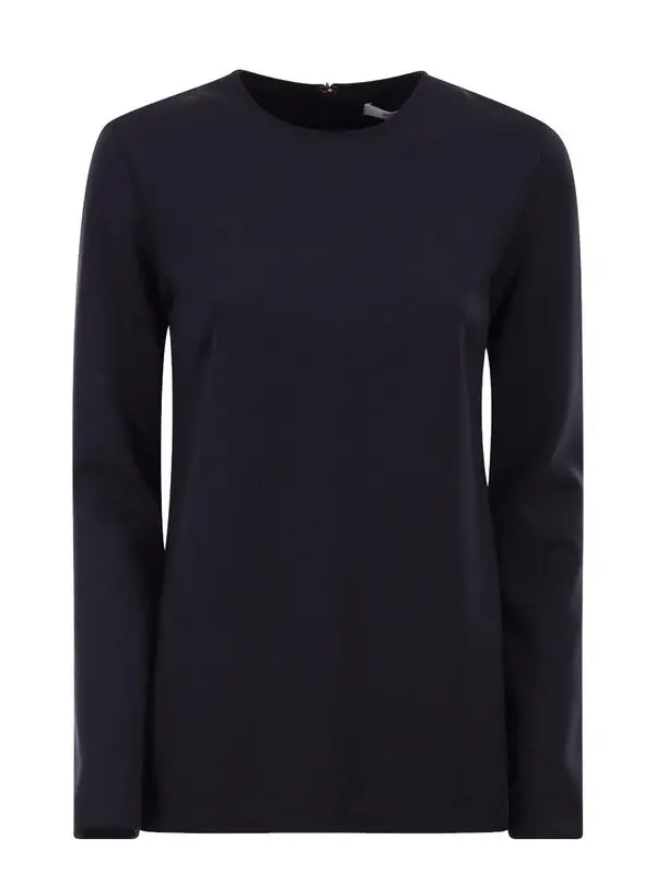Max Mara Slim-fit Crewneck Top - Night Blue