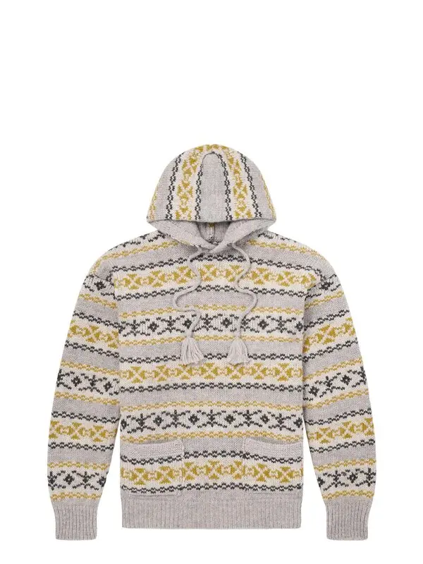 Kapital Knife Fair Isle Wool Hoodie - Yellow