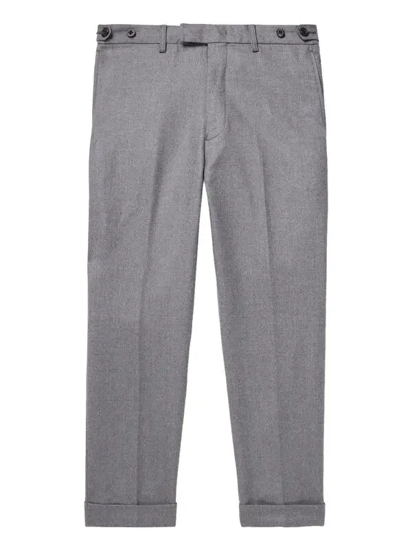 BEAMS Ivy Cropped Tapered Brushed Wool-blend Twill Suit Trousers - Gray