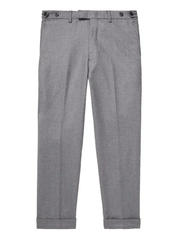 BEAMS Ivy Cropped Tapered Brushed Wool-blend Twill Suit Trousers - Gray