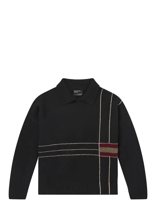 Enfants Riches Déprimés Intarsia Cashmere Polo Sweater - Black